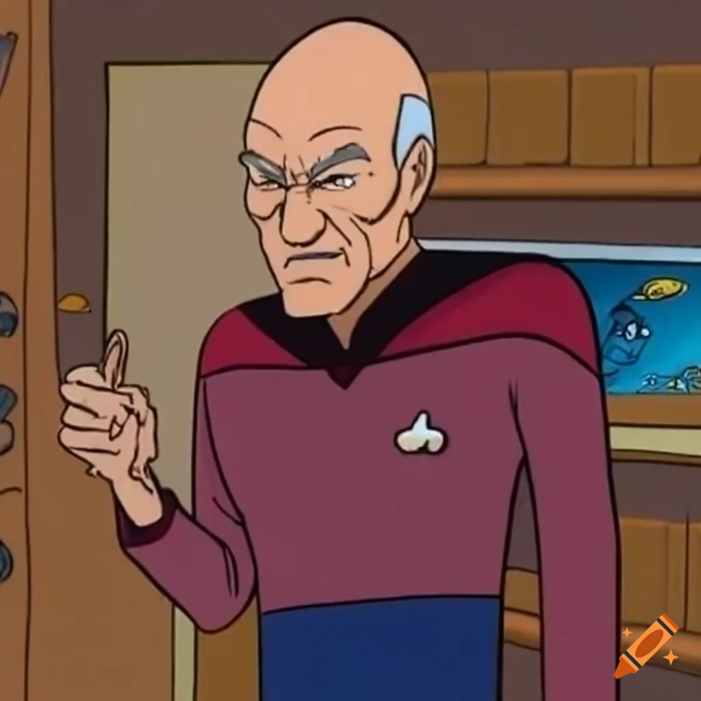 Jean luc picard cbs saturday morning cartoon on Craiyon