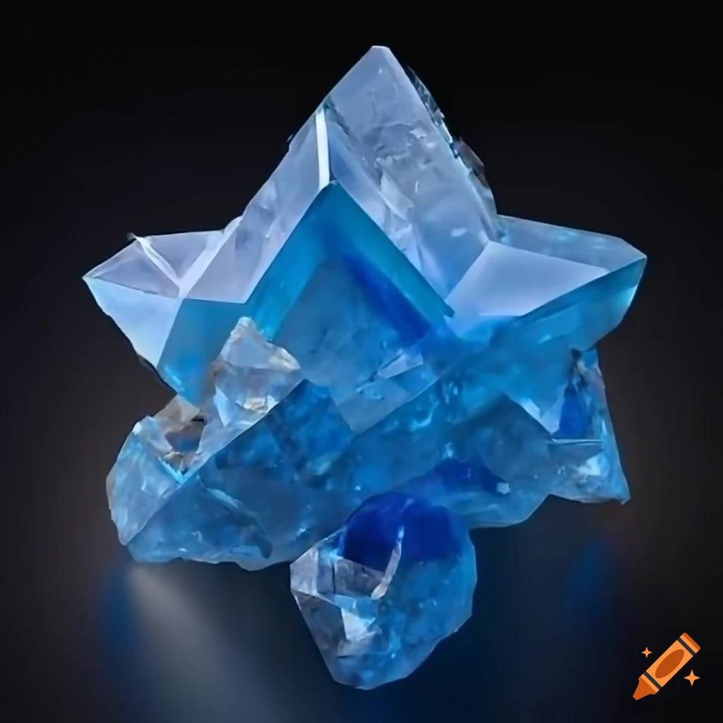 Irregular mineral with a shiny prussian blue crystal resembling a star ...