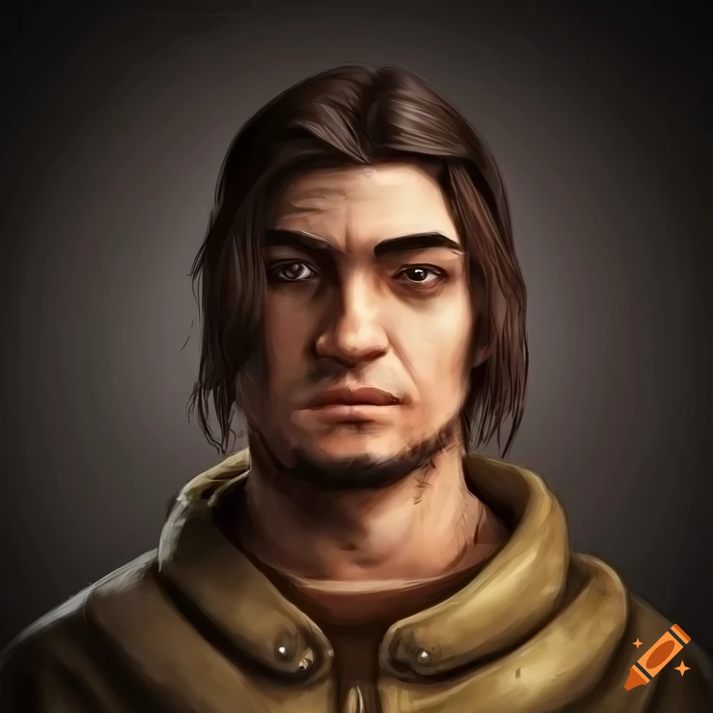 Portrait of a strong adventurer man in a tunic on Craiyon