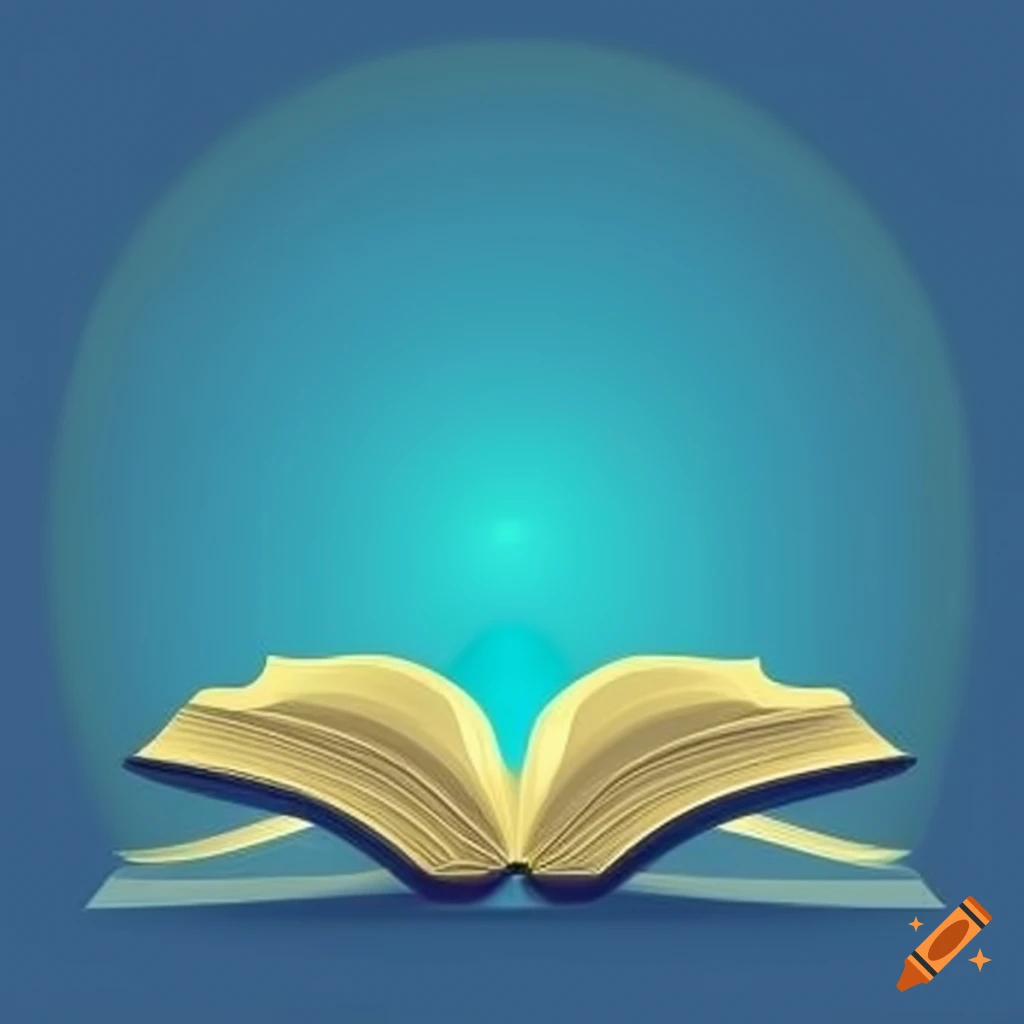 Modern library logo with stylized open book in blue and yellow on Craiyon