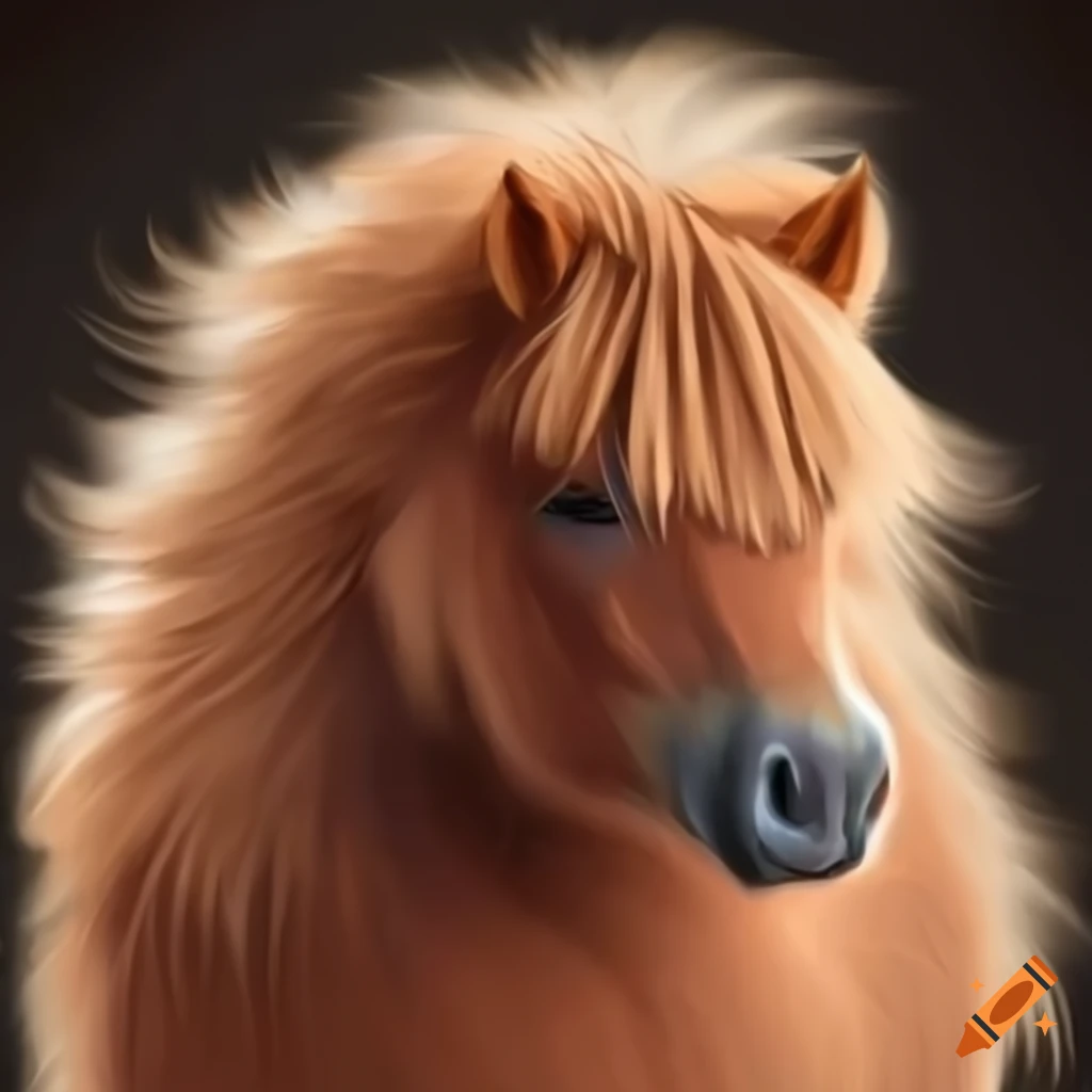 Fluffy realistic pony with symmetrical features on Craiyon