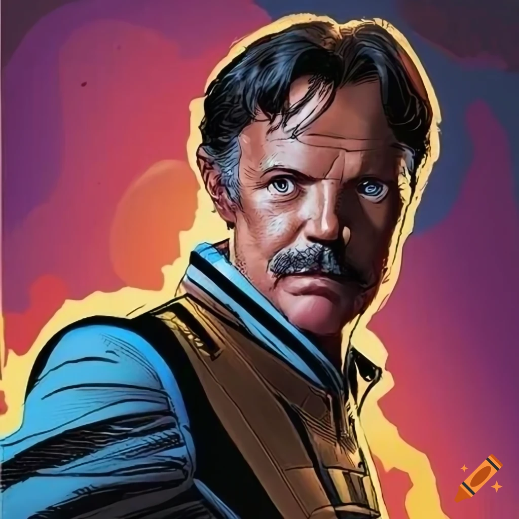 Bruce greenwood as a science fiction comic book hero on a pulp magazine ...