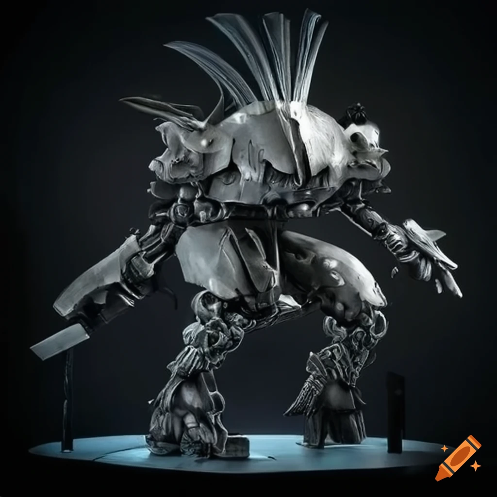 Armored core garfield sculpture with exceptional intricate work on Craiyon
