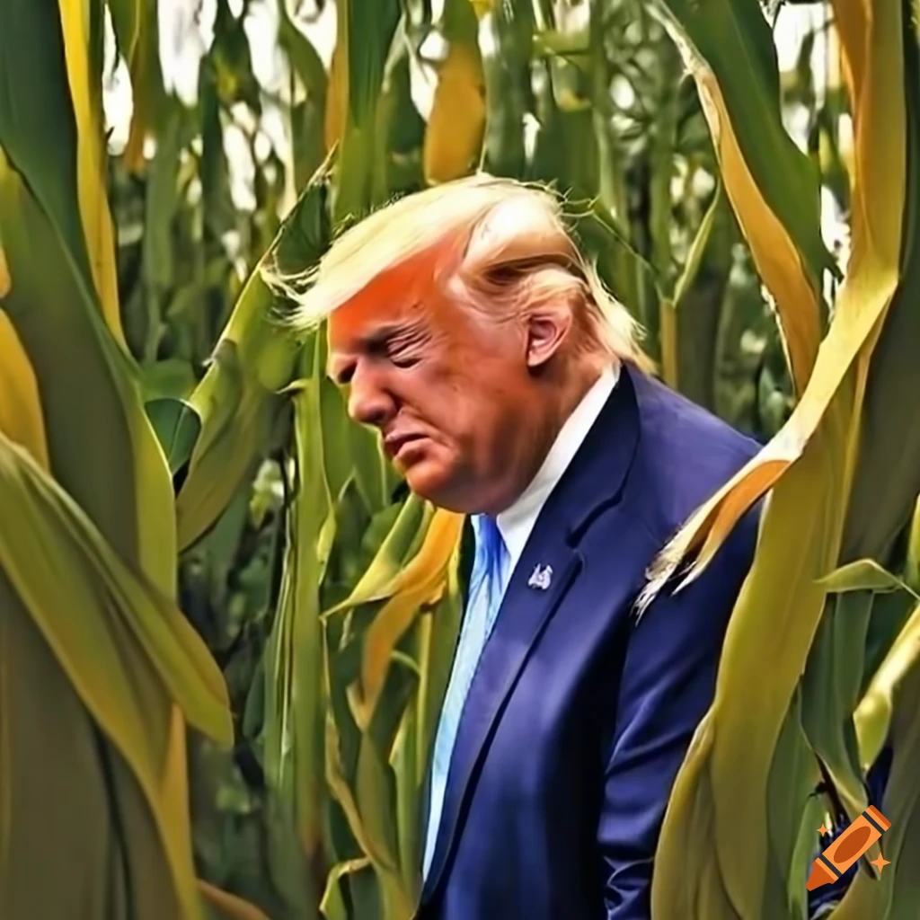 Satirical portrayal of trump in a corn tree on Craiyon