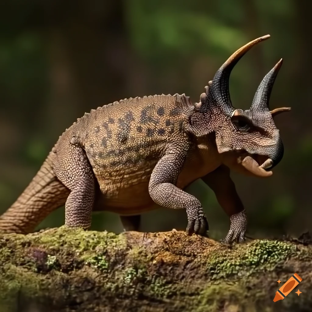 Microceratops with lizard-like color pattern in forest environment on ...
