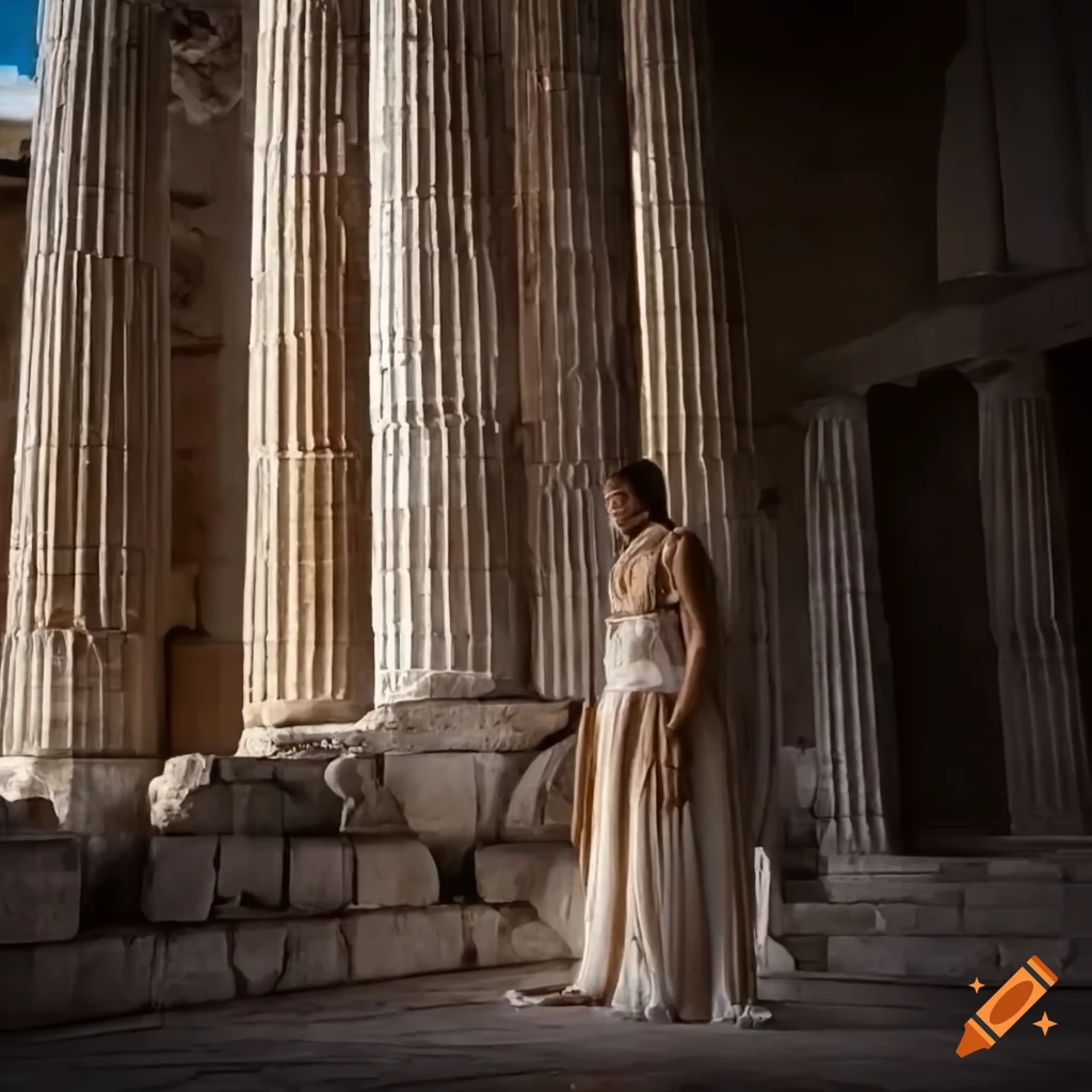 Philosopher pondering in a greek temple on Craiyon
