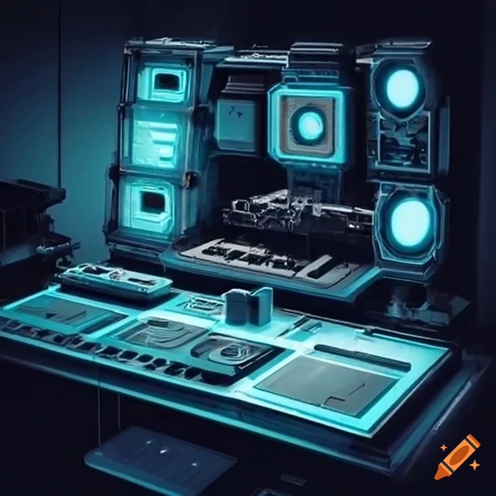 Hi-tech instruments in a sci-fi lab on Craiyon