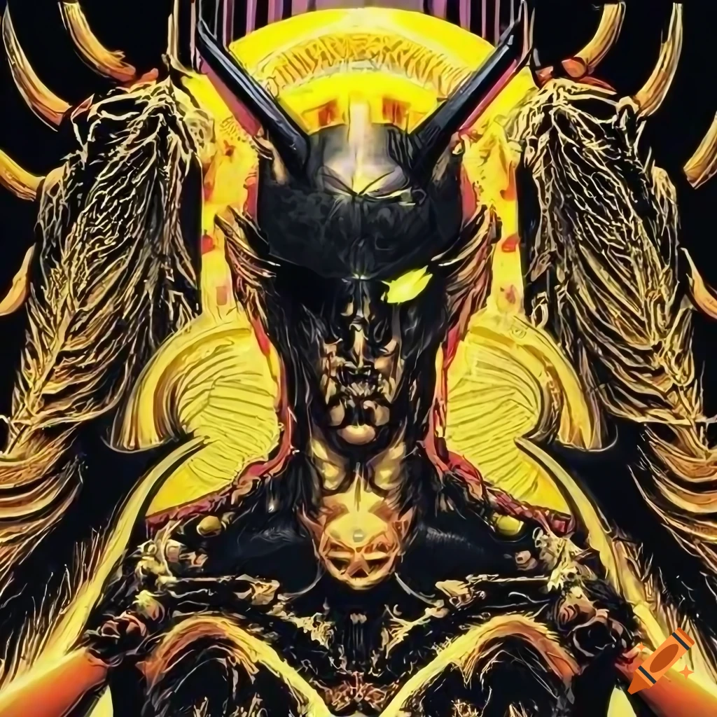 Demonic angel apostle with neon colors in comic book art style on Craiyon