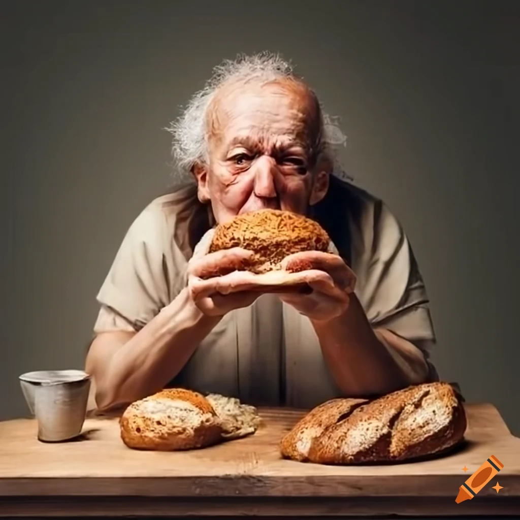 Person eating bread on Craiyon