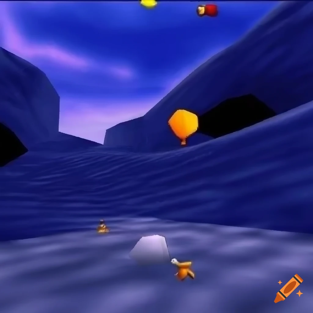 Mario 64 screenshot of wet-dry world environment on Craiyon