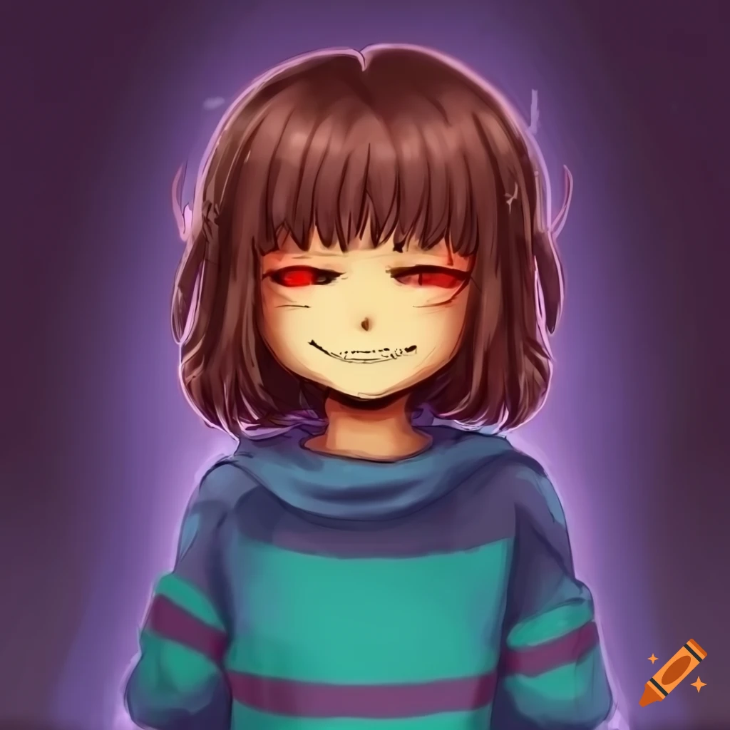 Frisk from undertale depicted as an eldritch horror on Craiyon