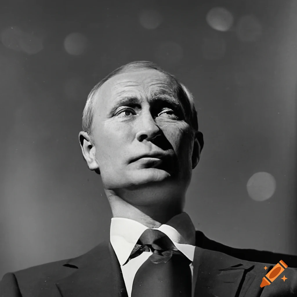 Vintage style press photo of vladimir putin looking at a globe on Craiyon
