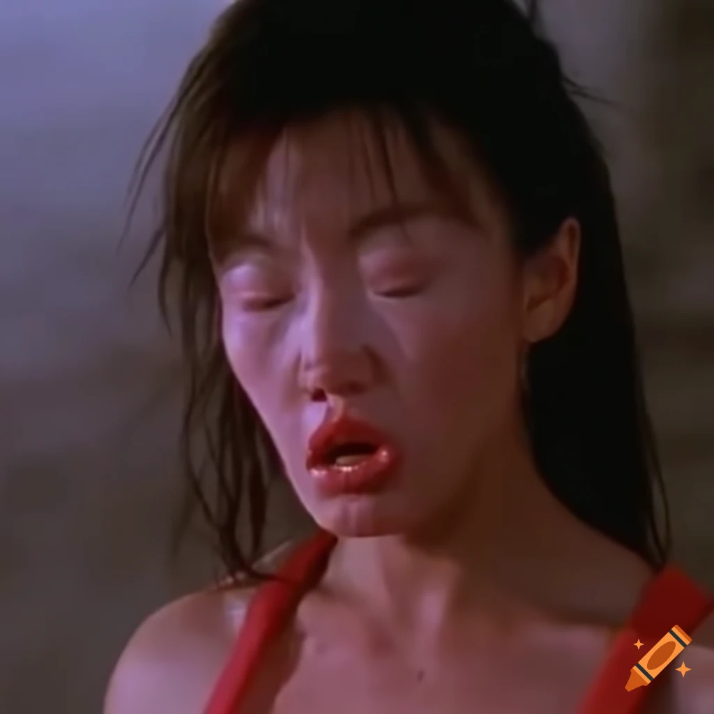 Bruised Woman Martial Arts Fighter In An 80s Movie Fight Scene On Craiyon