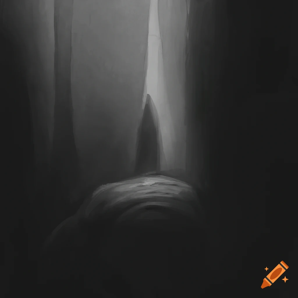 Black and white hand drawing of a liminal space on Craiyon