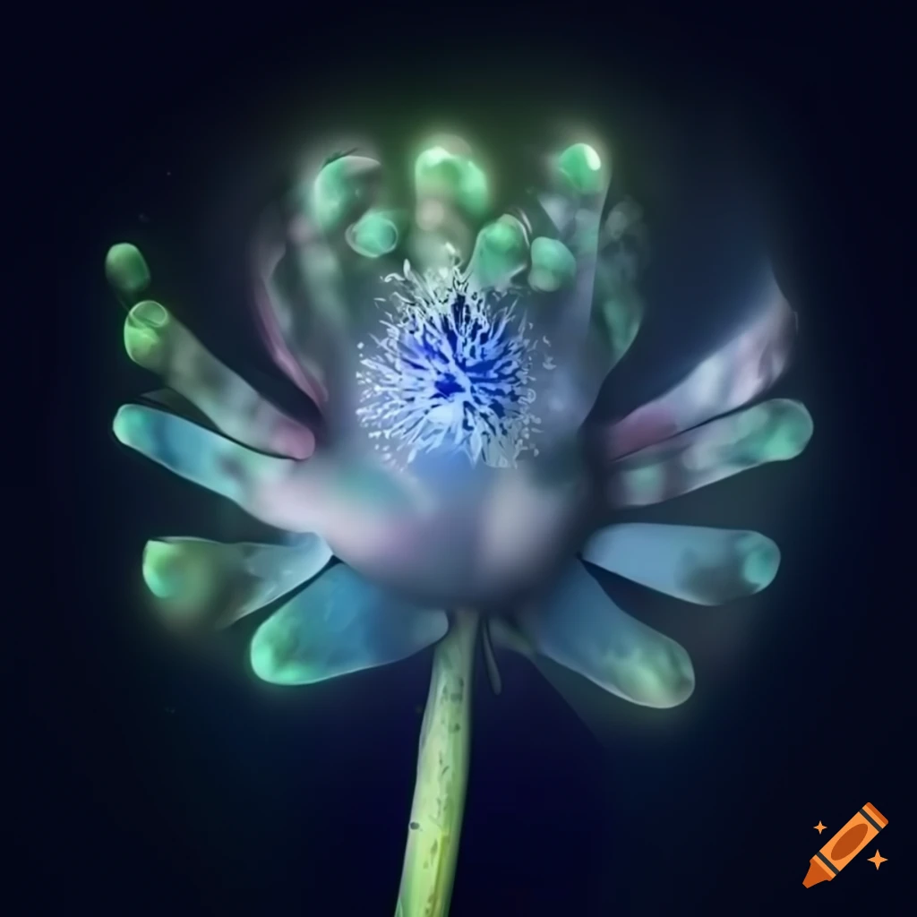 Botanical illustration of a futuristic new flower on Craiyon