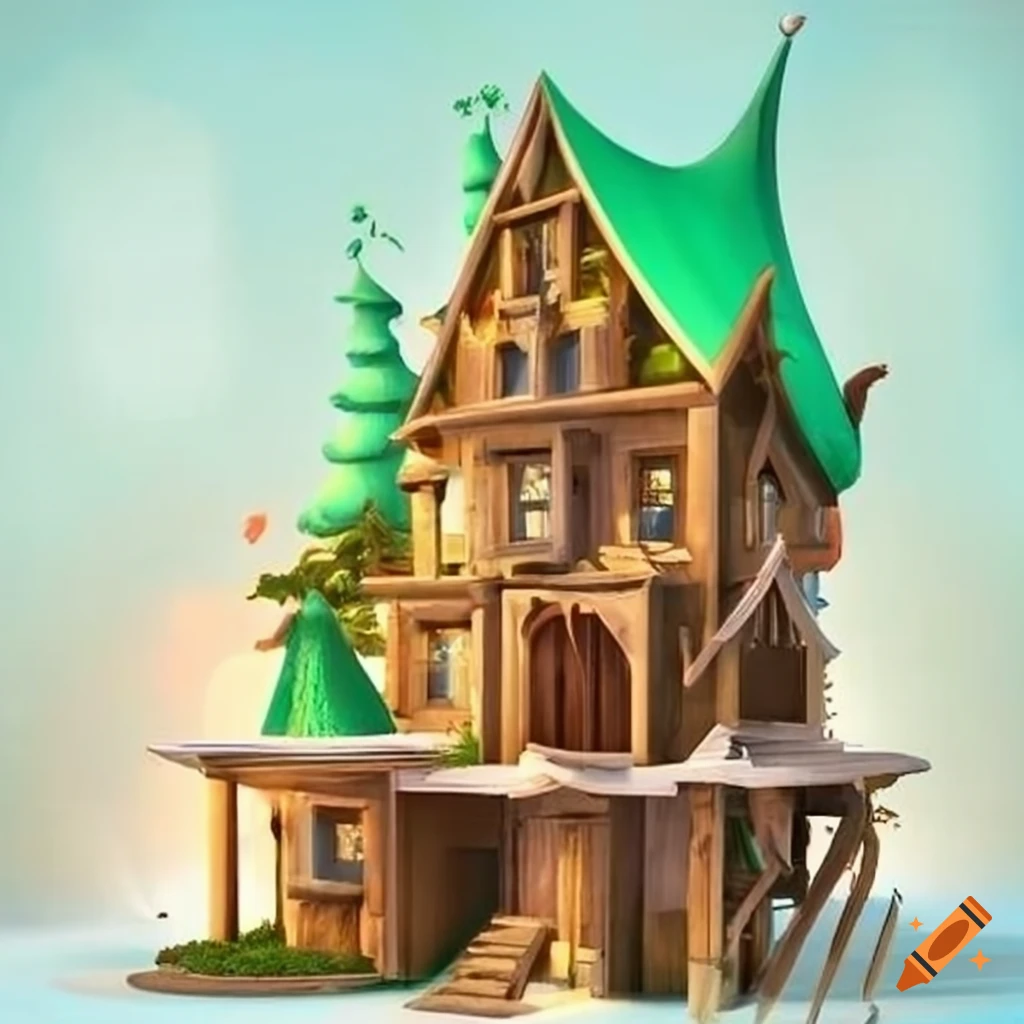 Two-storey elf house on Craiyon