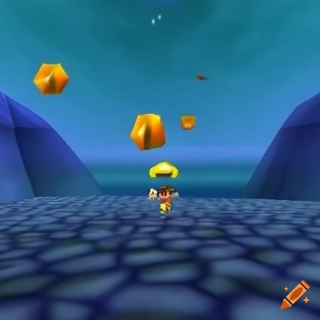 Mario 64 screenshot of wet-dry world environment on Craiyon