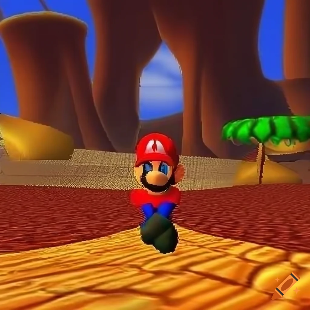 Mario 64 screenshot of wet-dry world environment on Craiyon