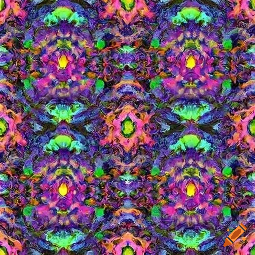 Eye-catching seamless 2d pattern with neon colors, black light effects ...