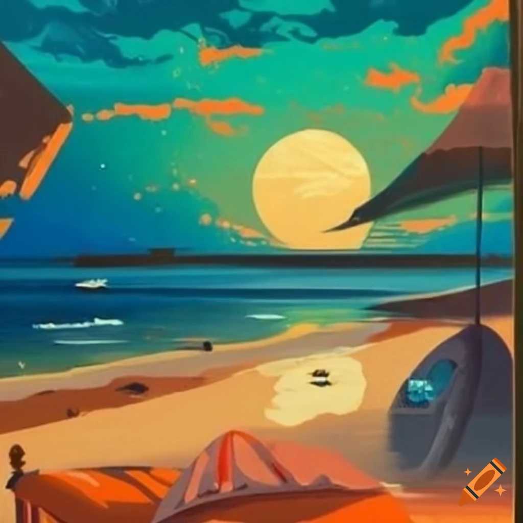 Vintage travel poster in 16x9 ratio on Craiyon