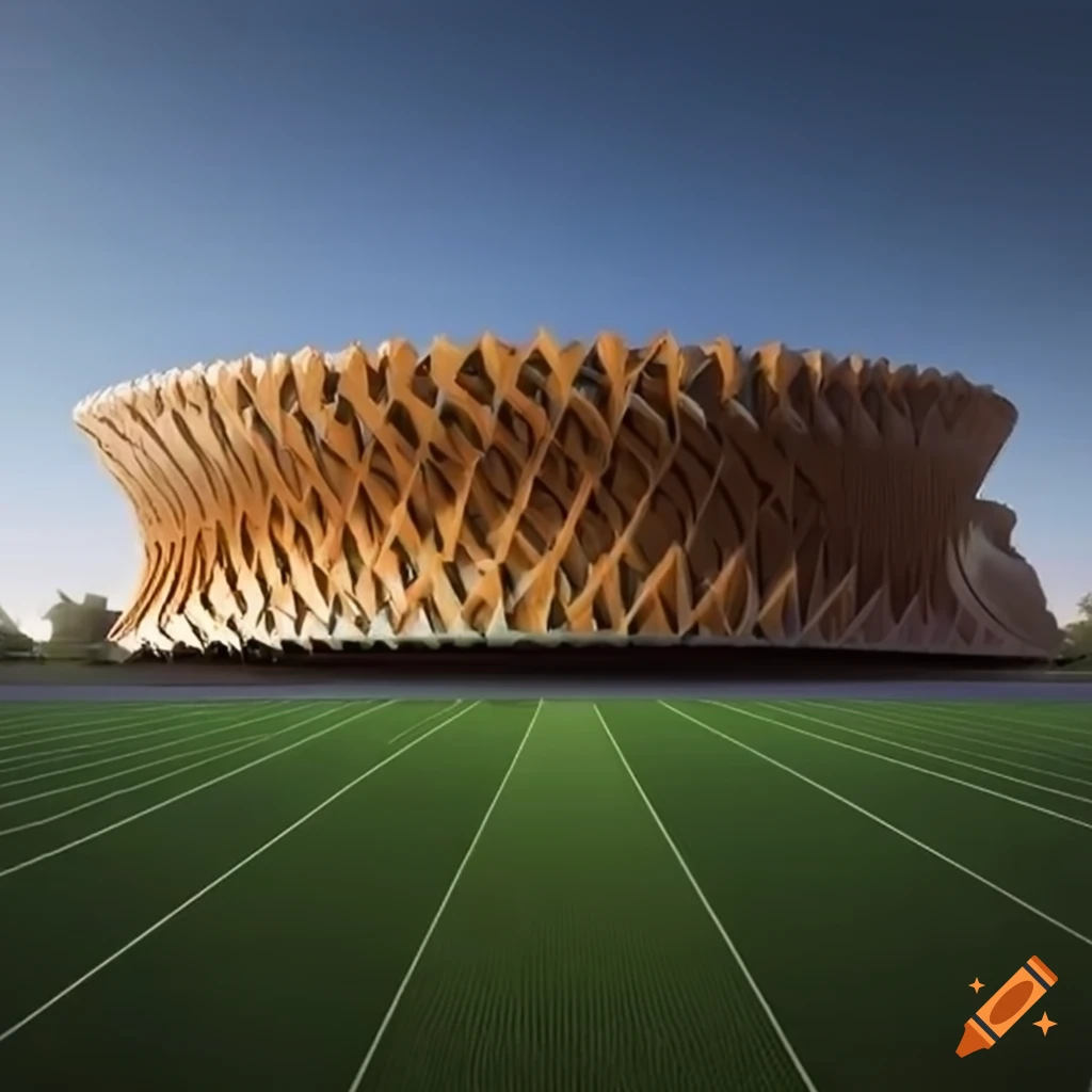 Parametric football stadium facade with african architecture design in zimbabwe on Craiyon