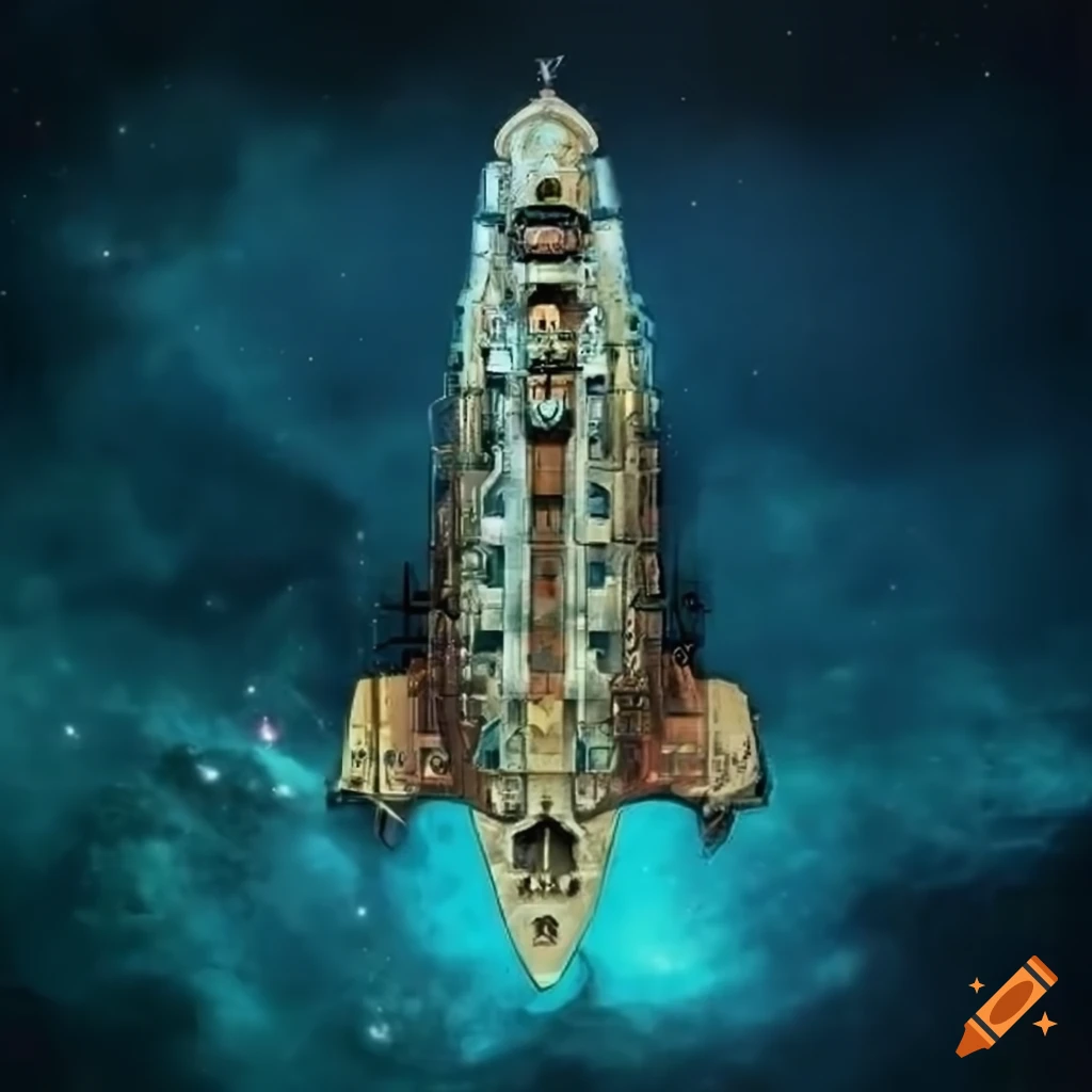 Space opera retro spaceship with solar sails on Craiyon