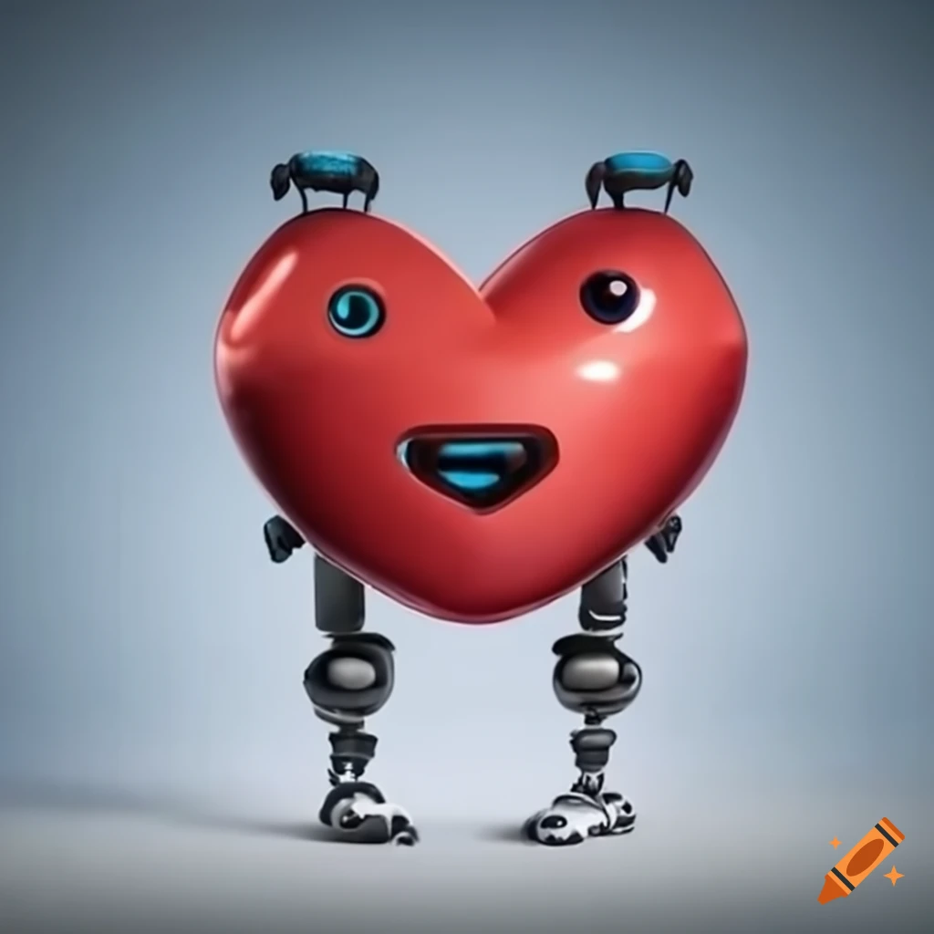 Adorable little robot with a heart for its human friend on Craiyon