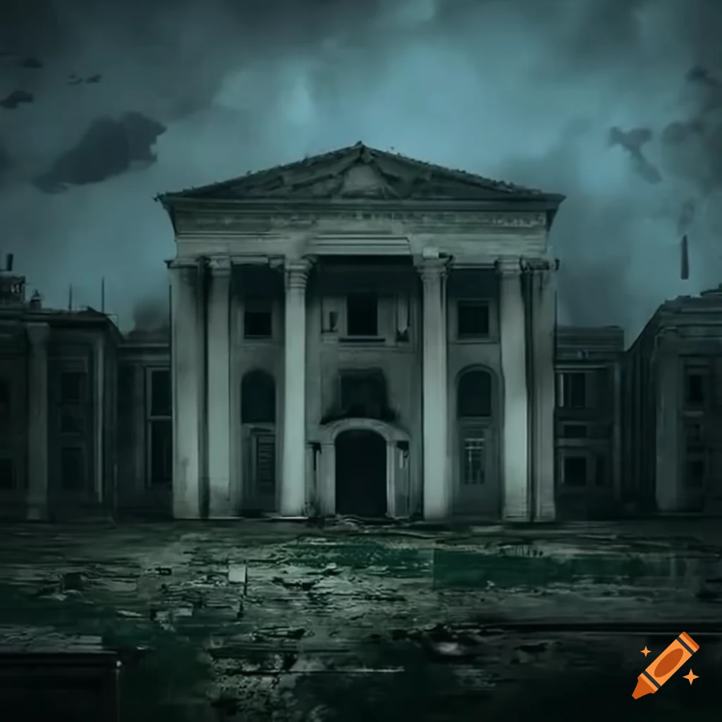 Post-apocalyptic ruins of the white house after a nuclear apocalypse on ...