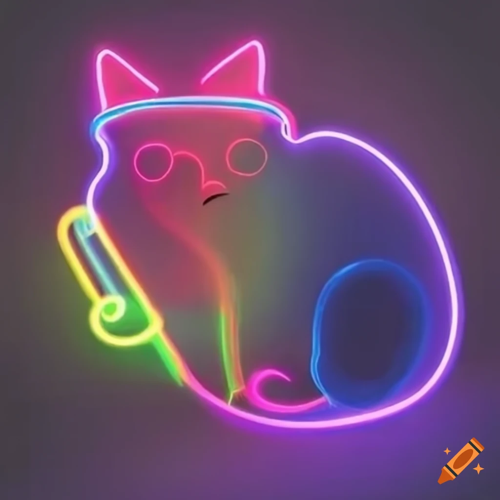 Colorful flying cat with neon music vibes on Craiyon