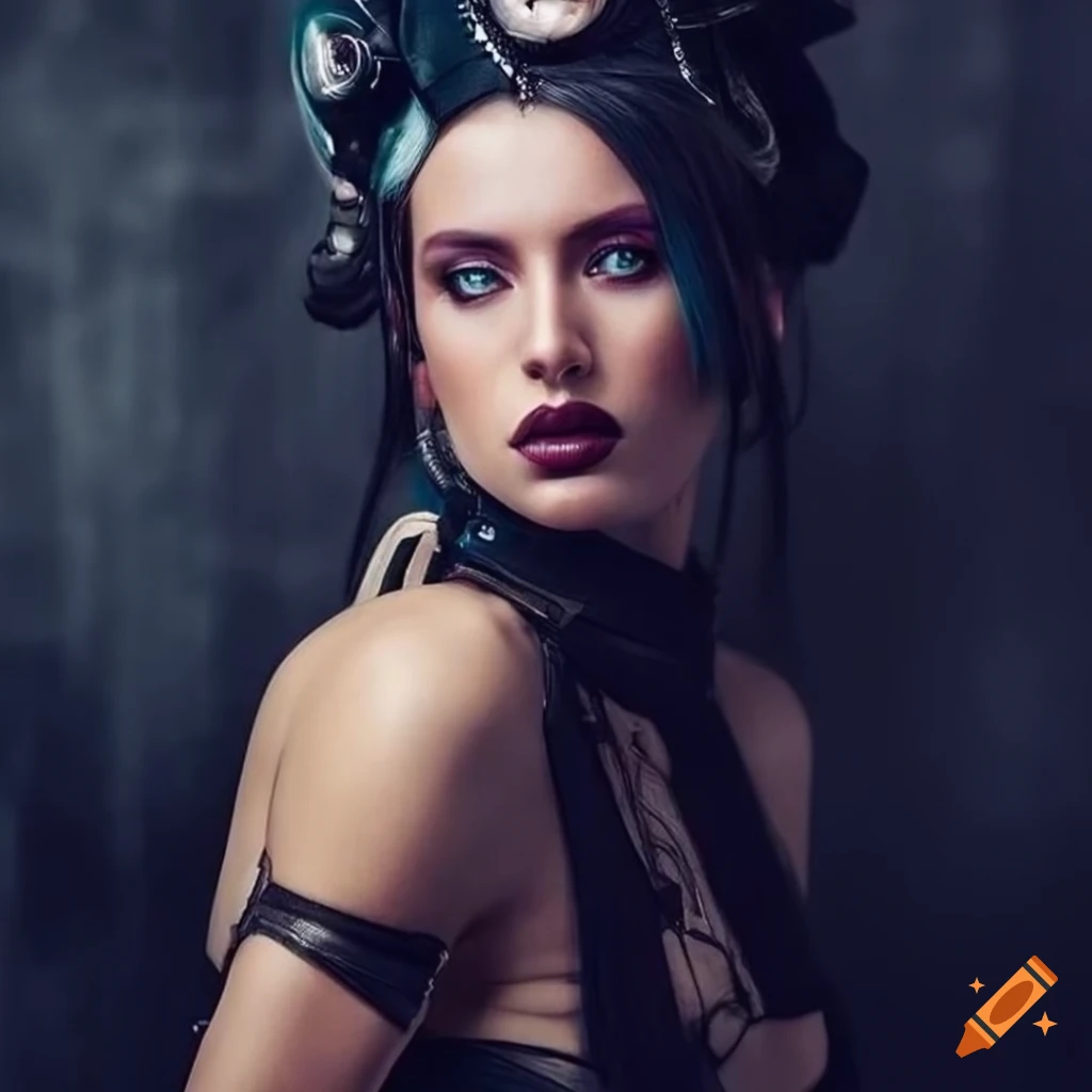 Futuristic female fantasy character in urban cityscape on Craiyon