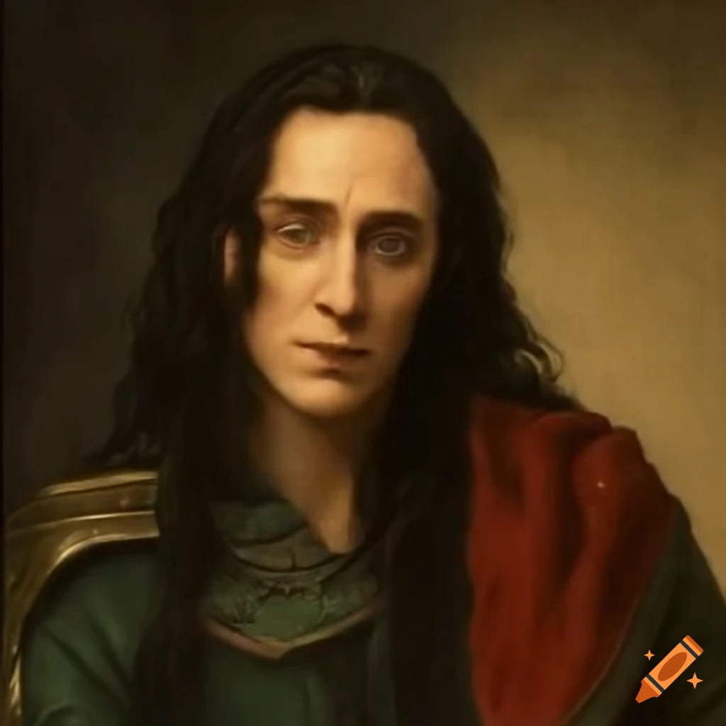 Artistic portrayal of Loki in a heroic pre-raphaelite style on Craiyon