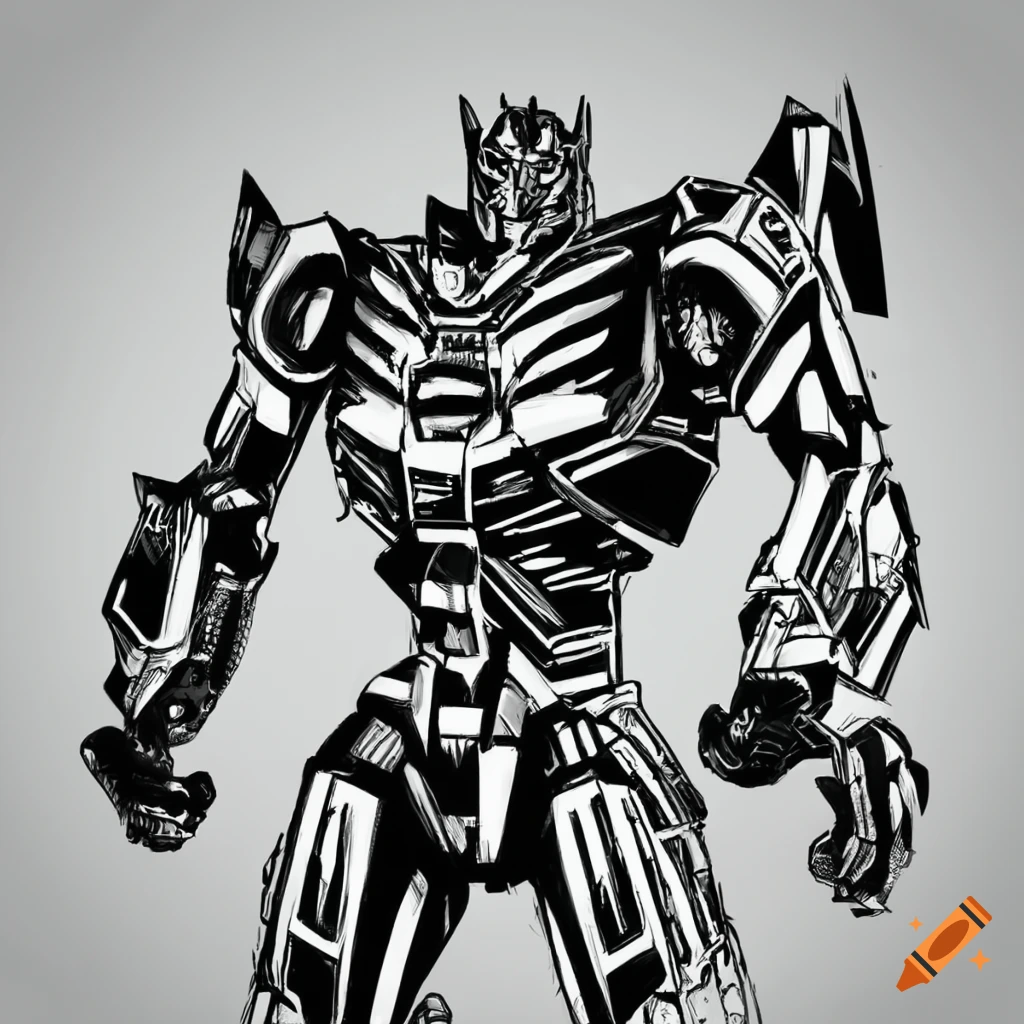 Black and white coloring page of tiger transformer on Craiyon