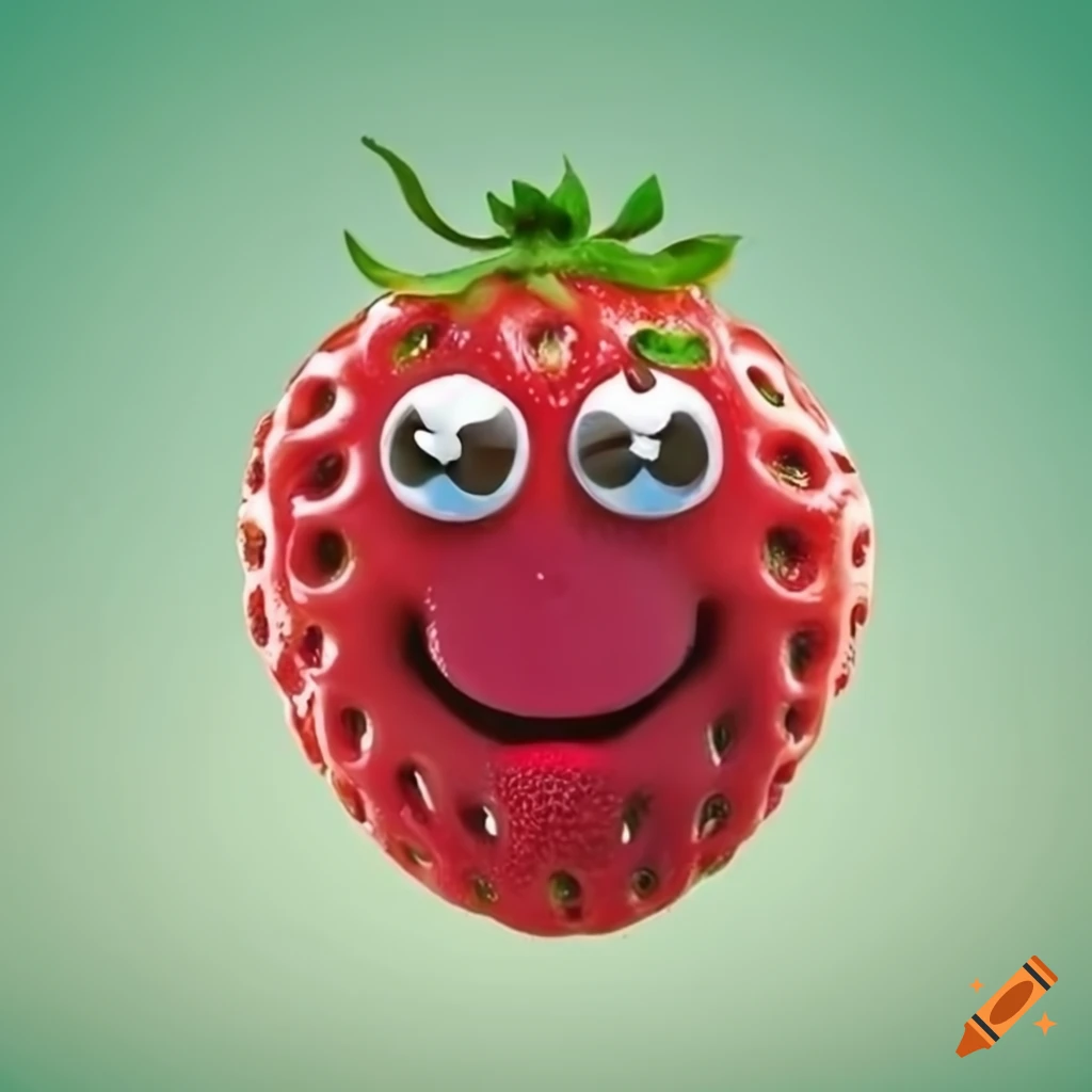 Cute strawberry with a face on Craiyon