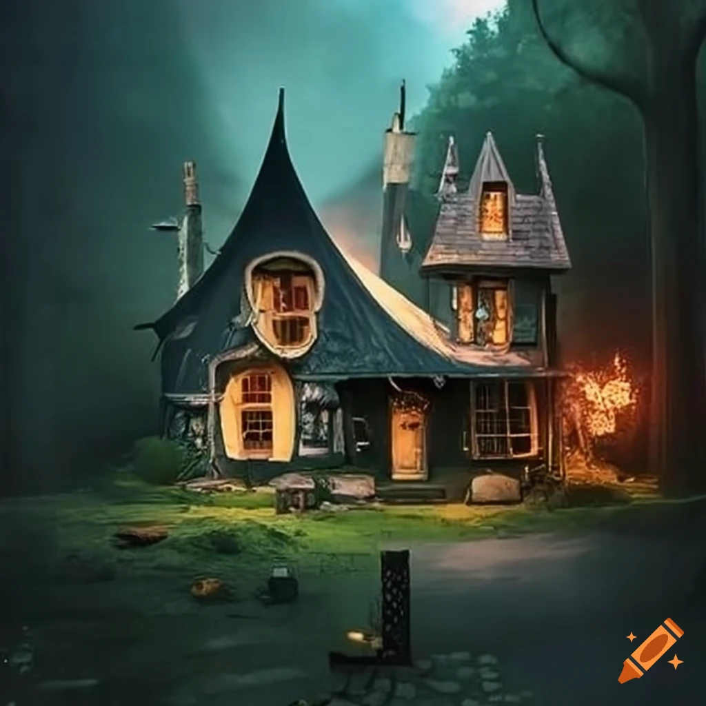 Witchy house built by a sailor on Craiyon