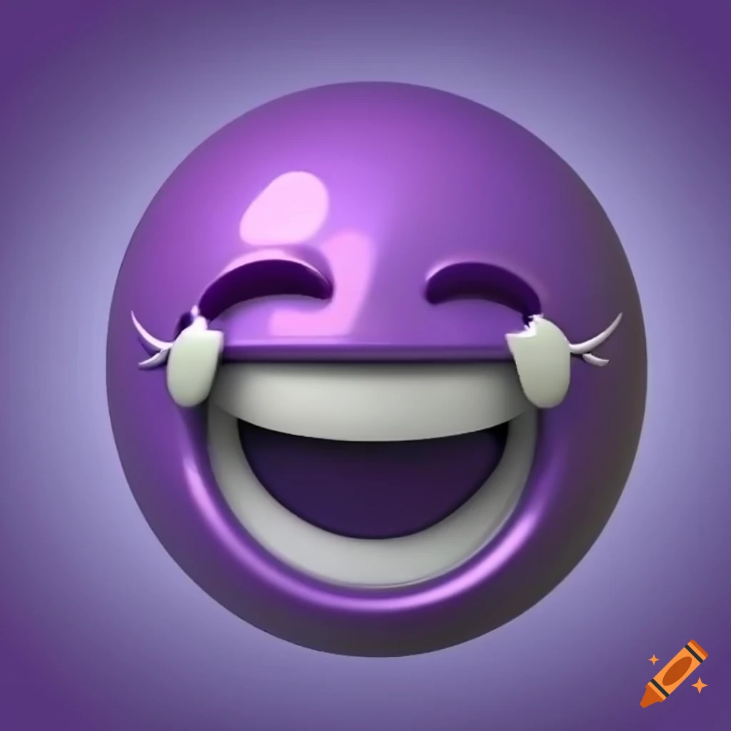 Purple laughing smiley in 3d on Craiyon