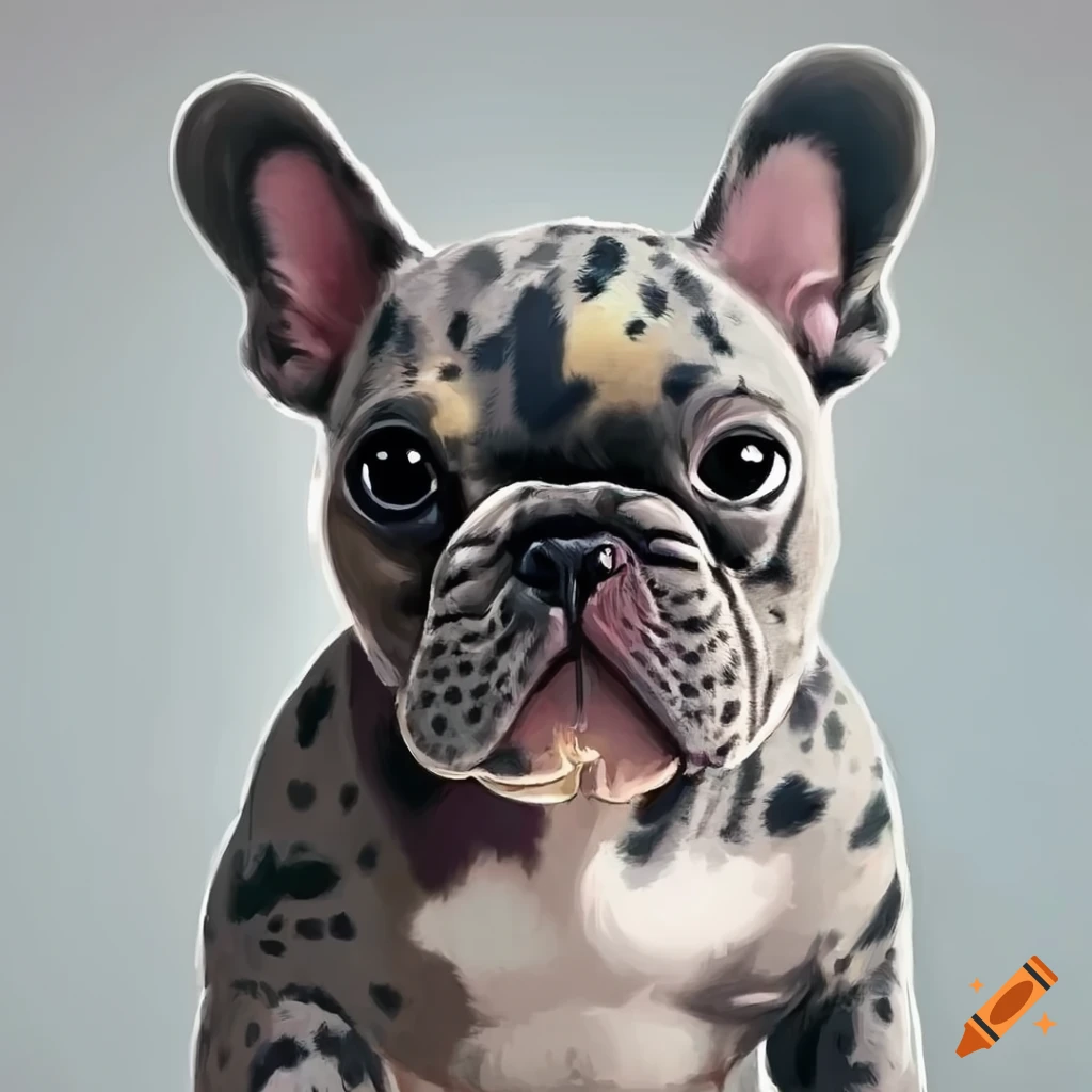 Merle color french bulldog in disney cartoon style on Craiyon