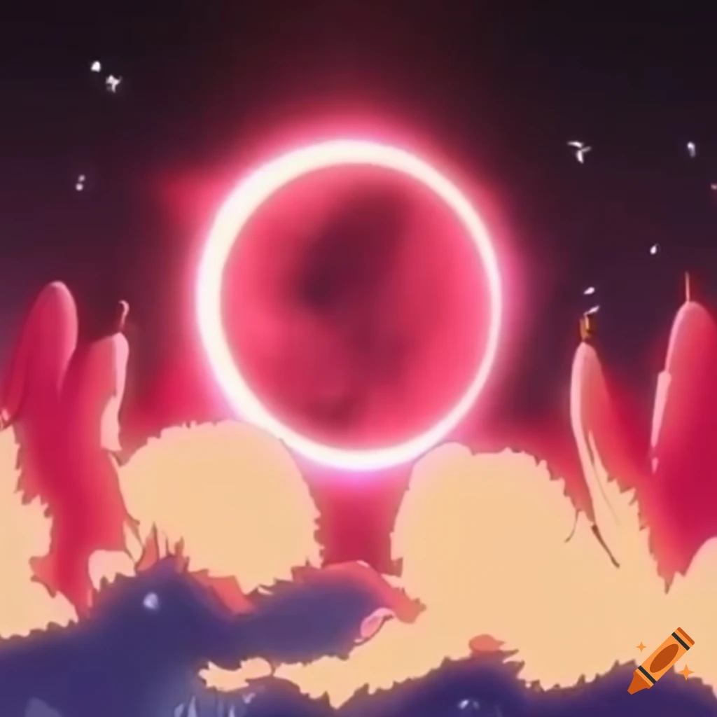 Shiny 3D dazzling eclipse anime with Japanese text from the 2000s on ...