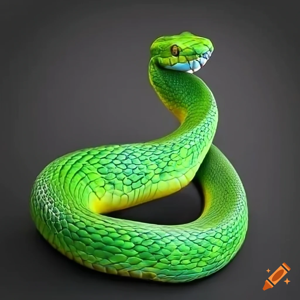 Majestic realistic big green snake on Craiyon