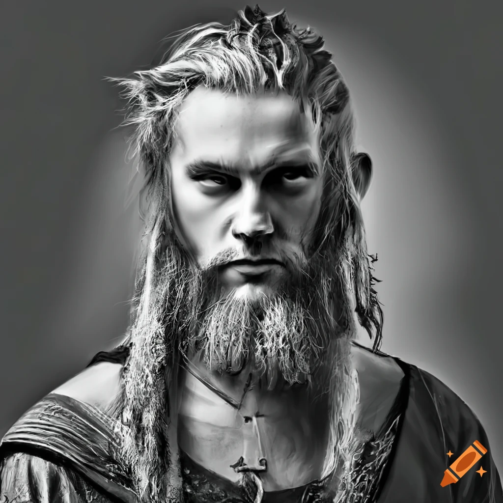 Portrait of an ancient Goth man with blonde hair and beard in Viking ...