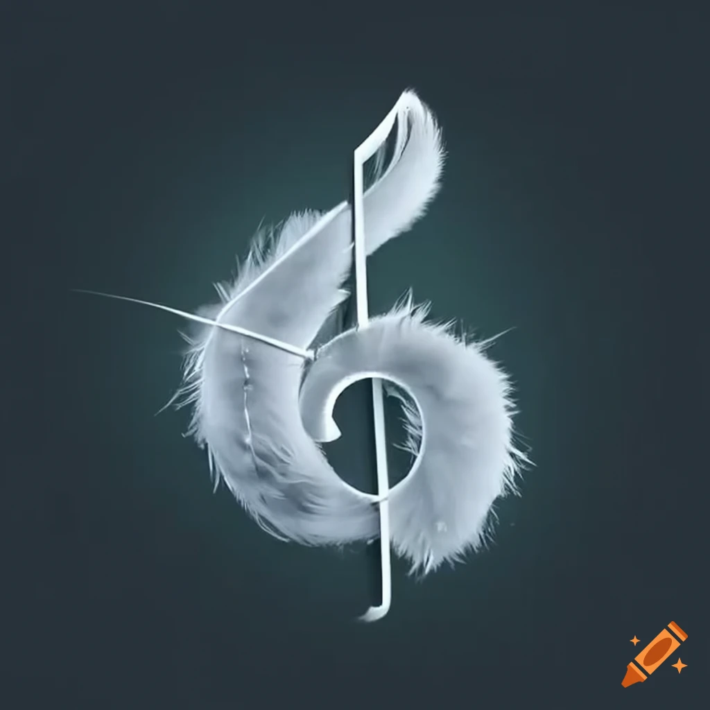 Angelic musical note made of white feathers on Craiyon