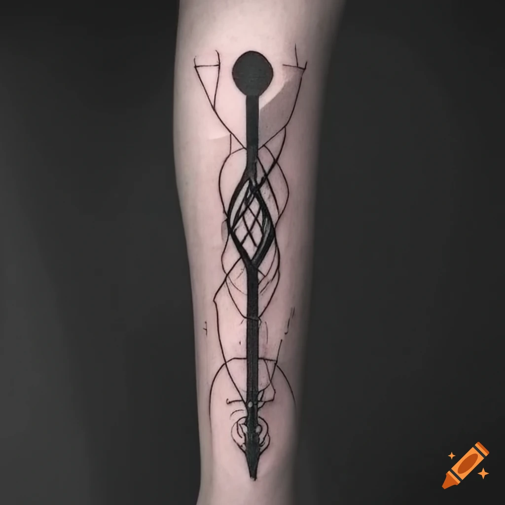 Minimalistic tattoo of aesculap staff in geometric shapes on Craiyon