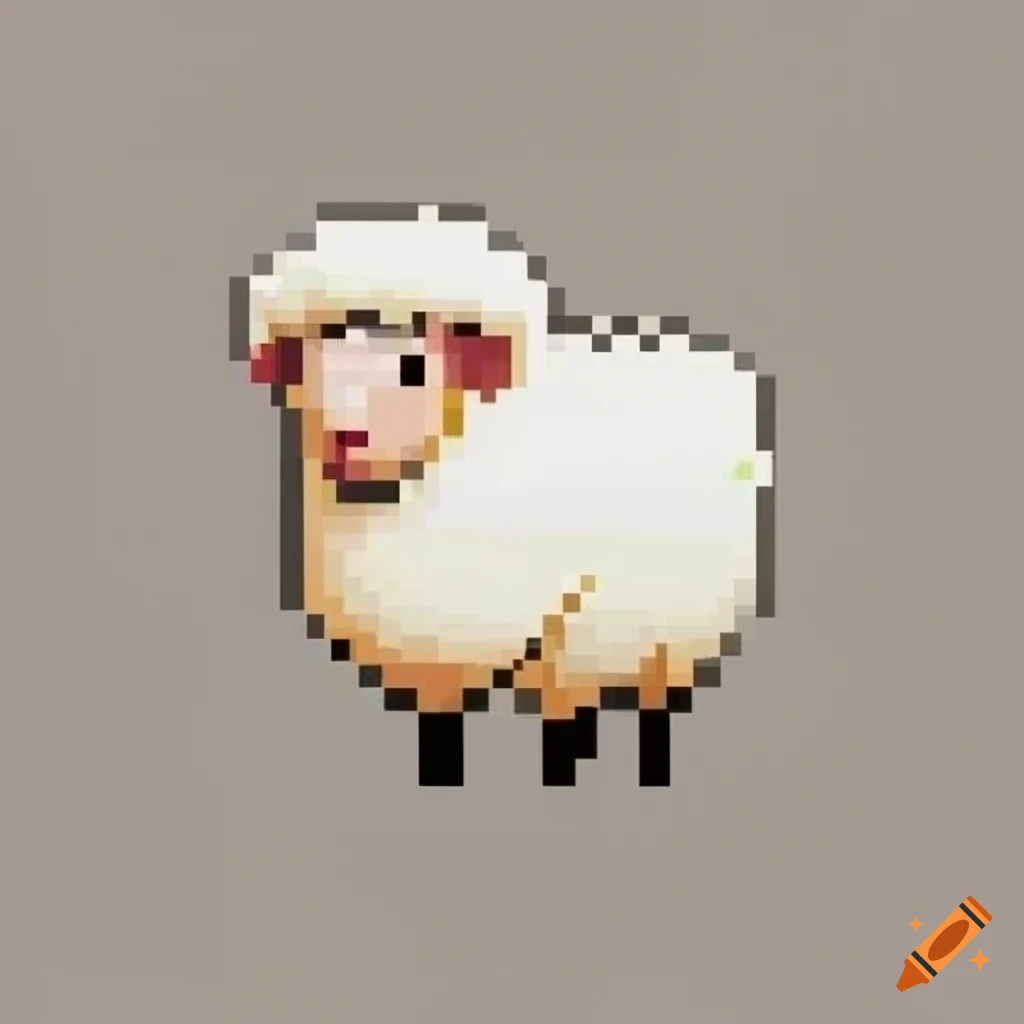 Pixel art of a white wool sheep on Craiyon