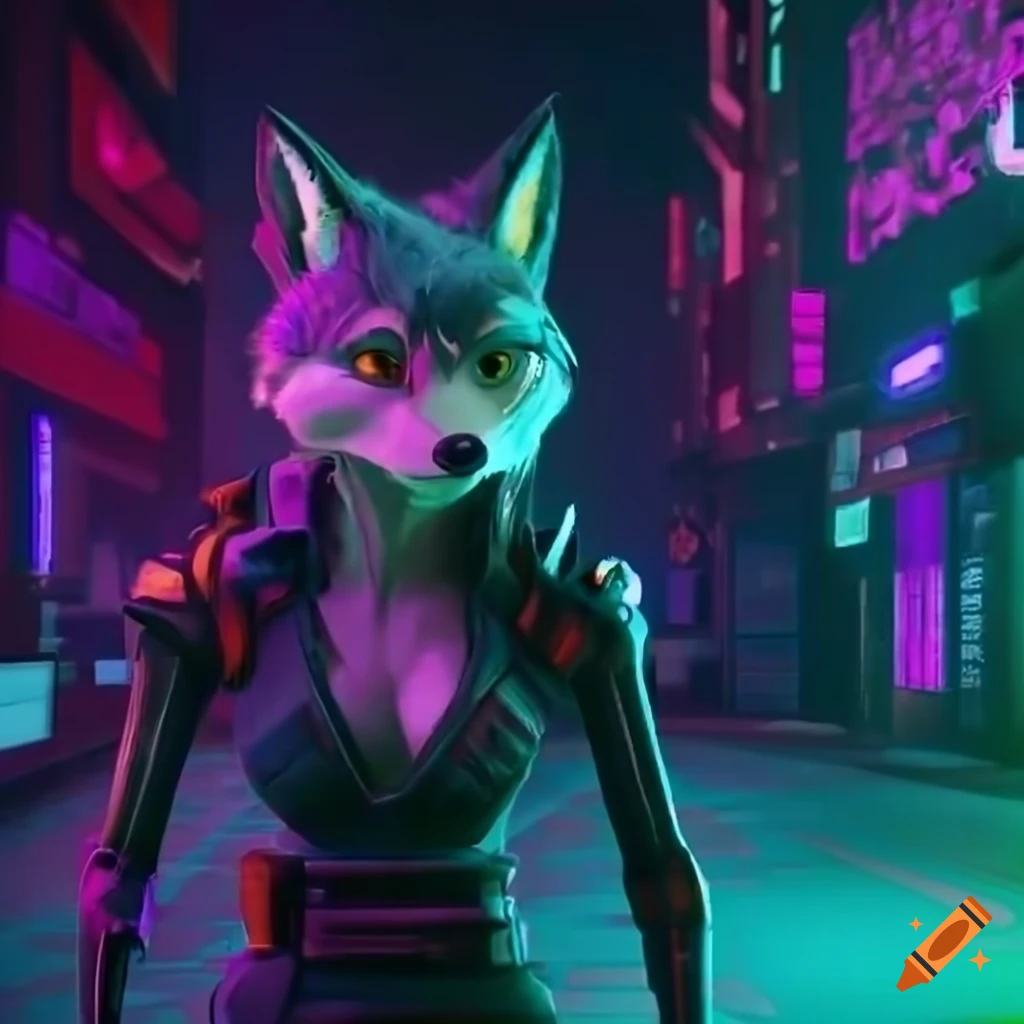 Cyberpunk feral fox in high resolution on Craiyon