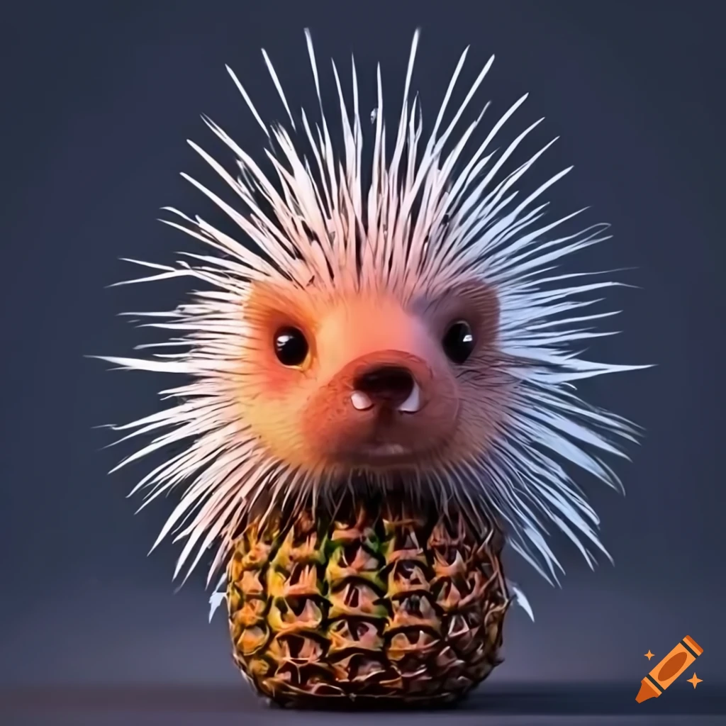 Cute porcupine with peach body and pineapple spikes on Craiyon