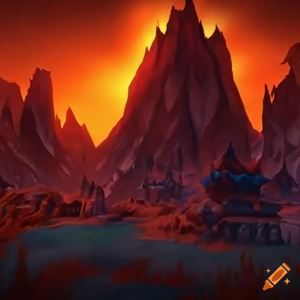 Red mountains of the outlands in world of warcraft on Craiyon