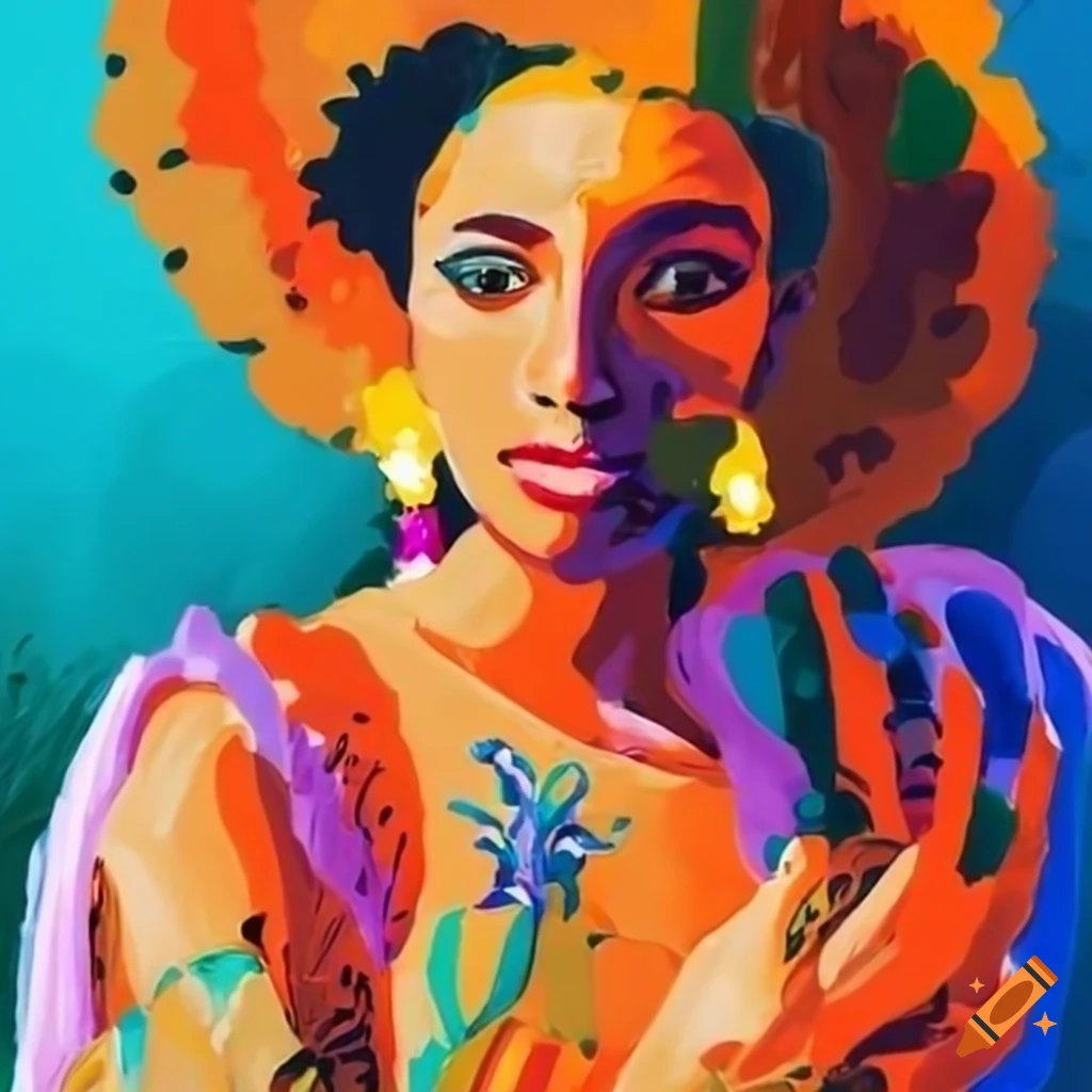 Cuban woman in traditional dress with a matisse style on Craiyon