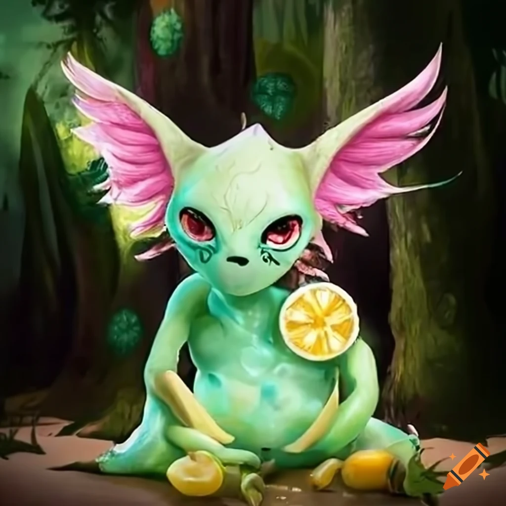 Mythical creatures and mutant omega mart lemon fruit monster in a ...