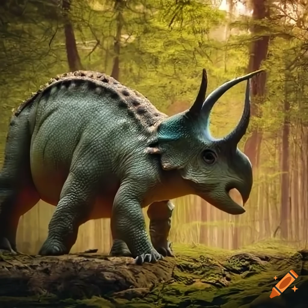 Microceratops in natural forest environment in warm morning light on ...