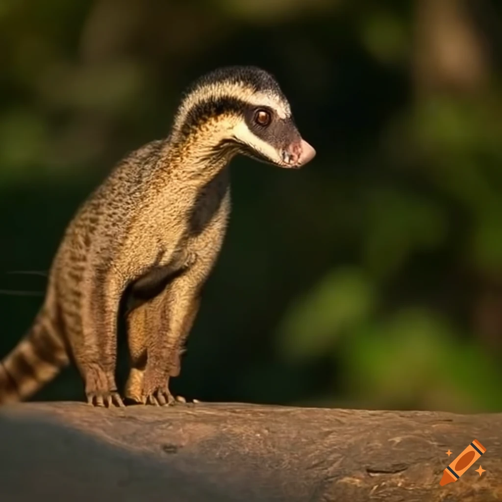 Bipedal feathered dinosaur with civet color pattern in natural ...