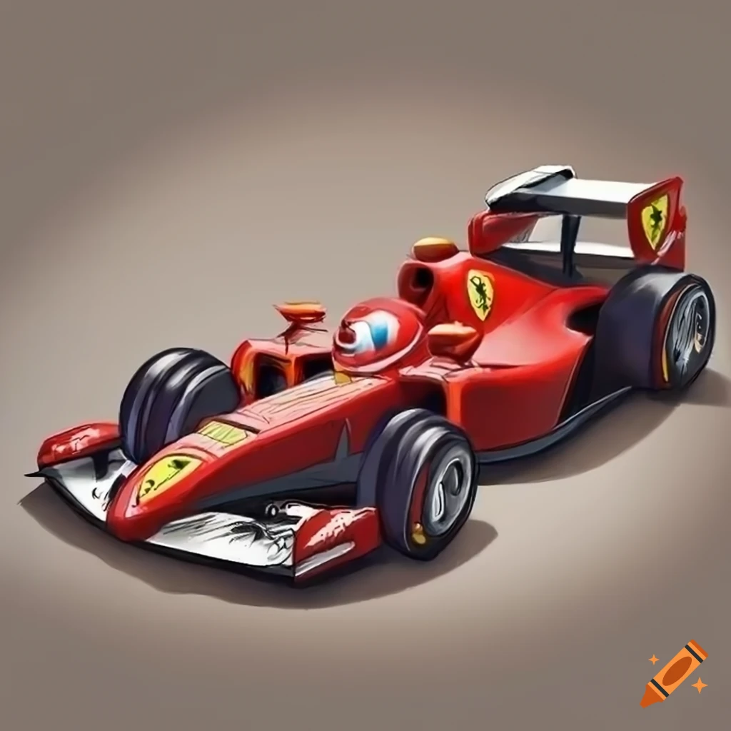 Cartoon art of a ferrari f41 on Craiyon
